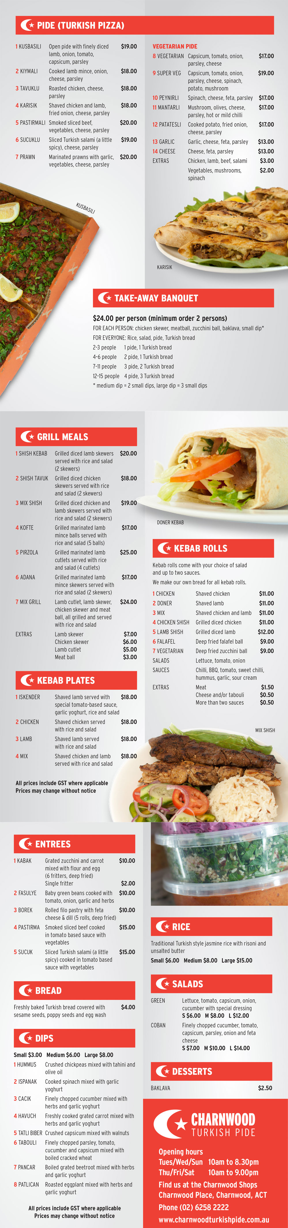 Menu – Welcome To Charnwood Turkish Pide Canberra