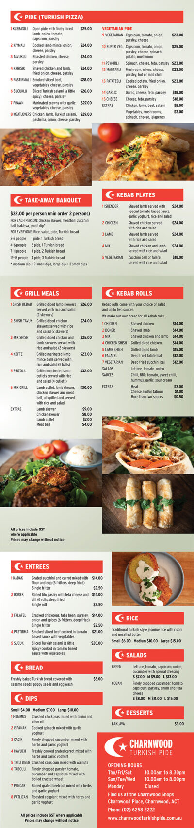 Menu – Welcome To Charnwood Turkish Pide Canberra